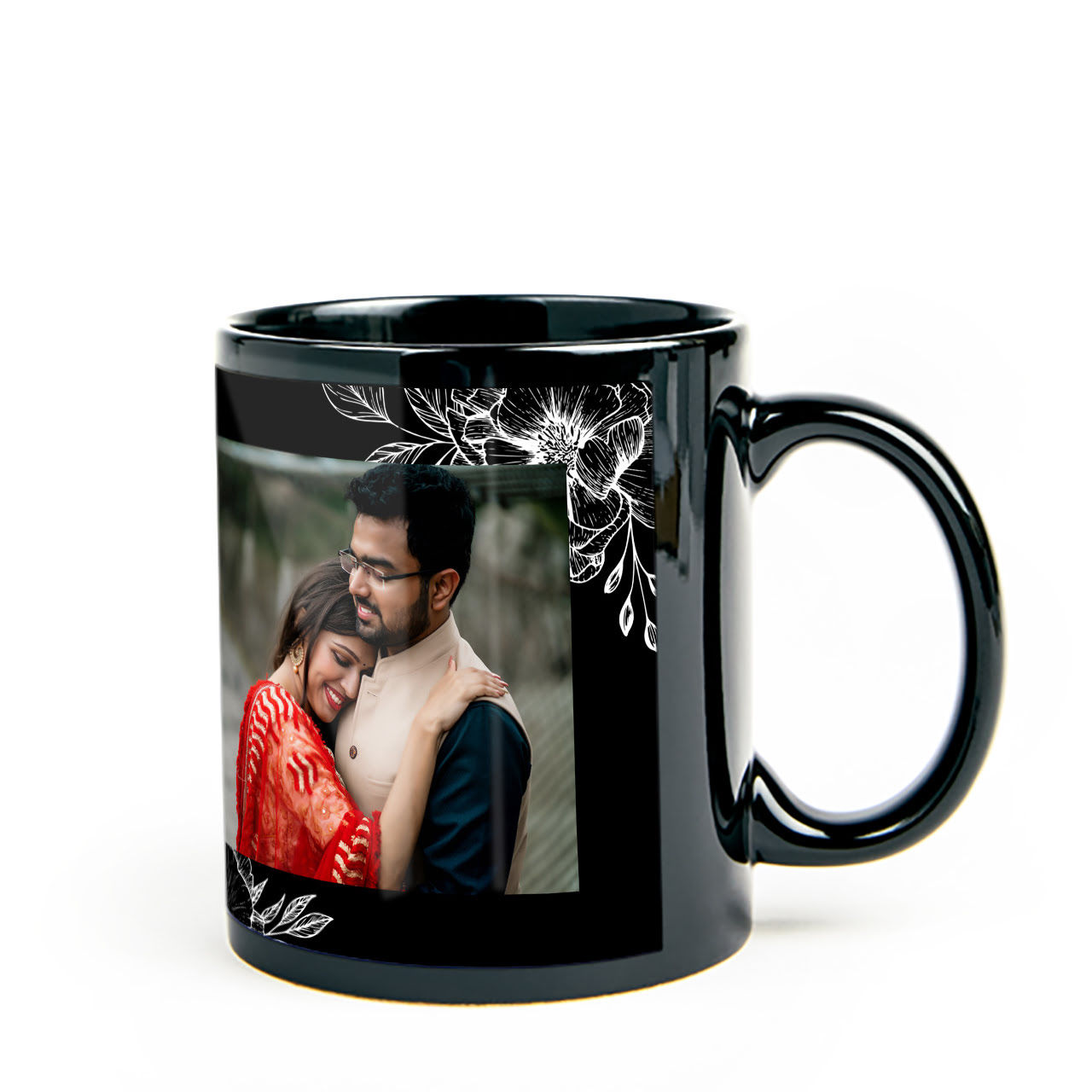 Personalized Black Coffee Mug with Photo and Name Print | Zoomin