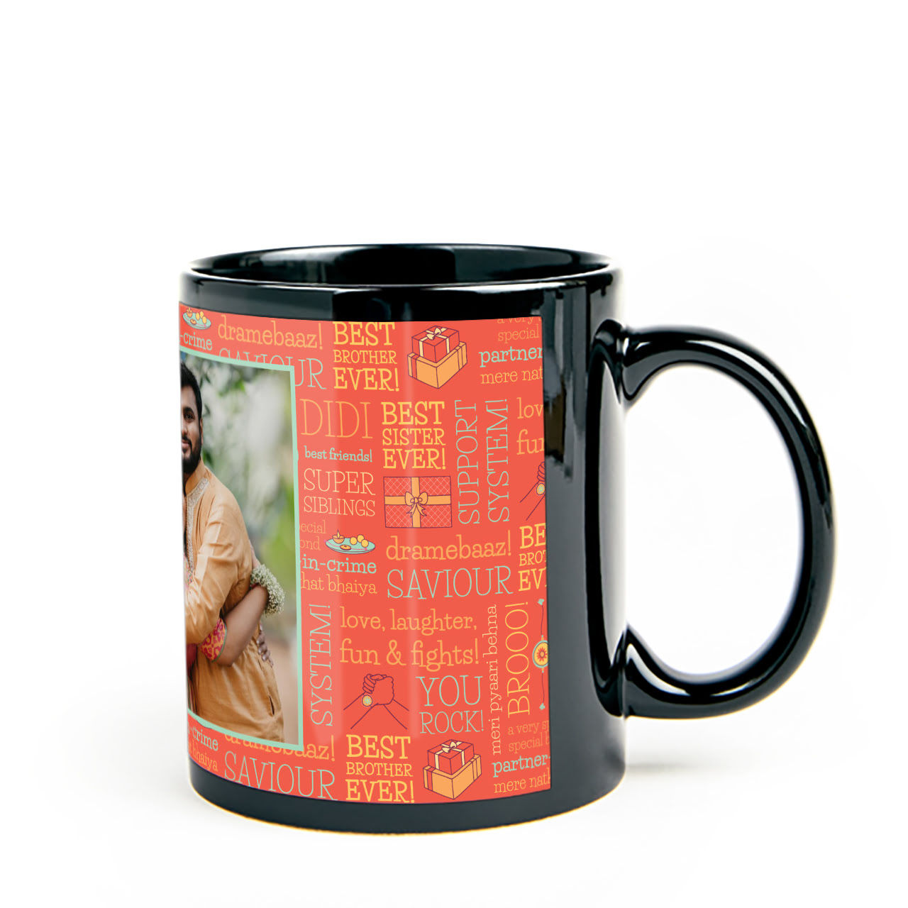 Personalized Black Coffee Mug with Photo and Name Print | Zoomin