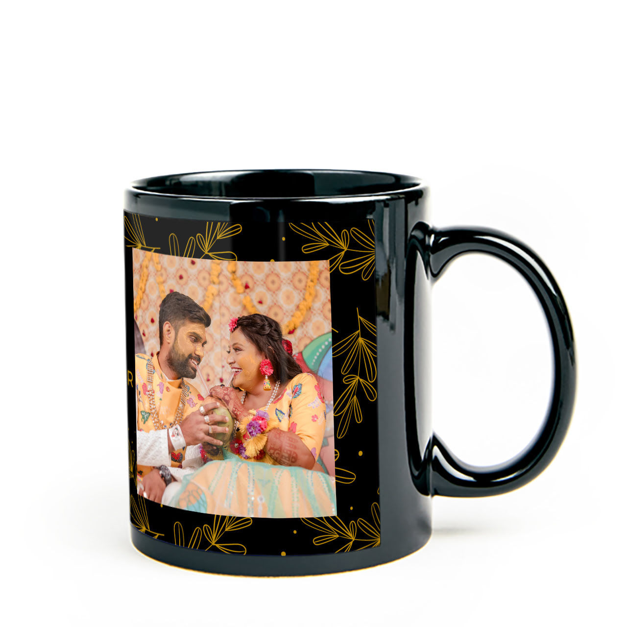 Personalized Black Coffee Mug with Photo and Name Print | Zoomin