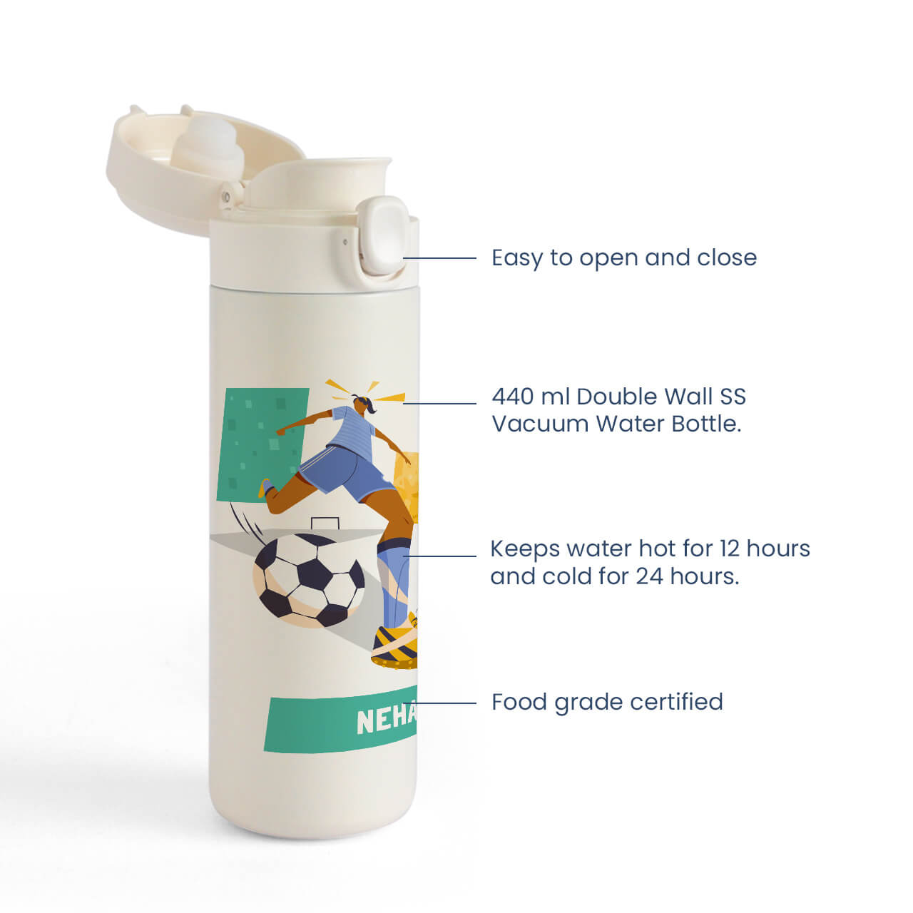 Football Goals Girl Insulated Water Bottle | Zoomin