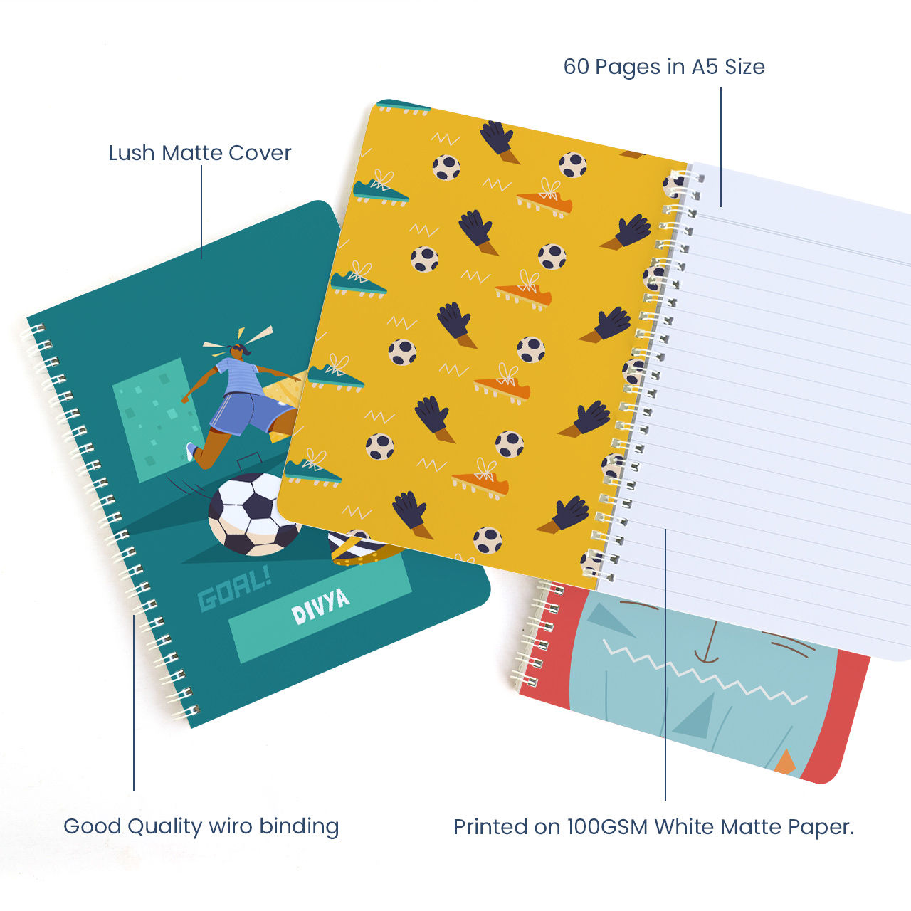 Football Goals Girl Custom Spiral Notebook | Zoomin