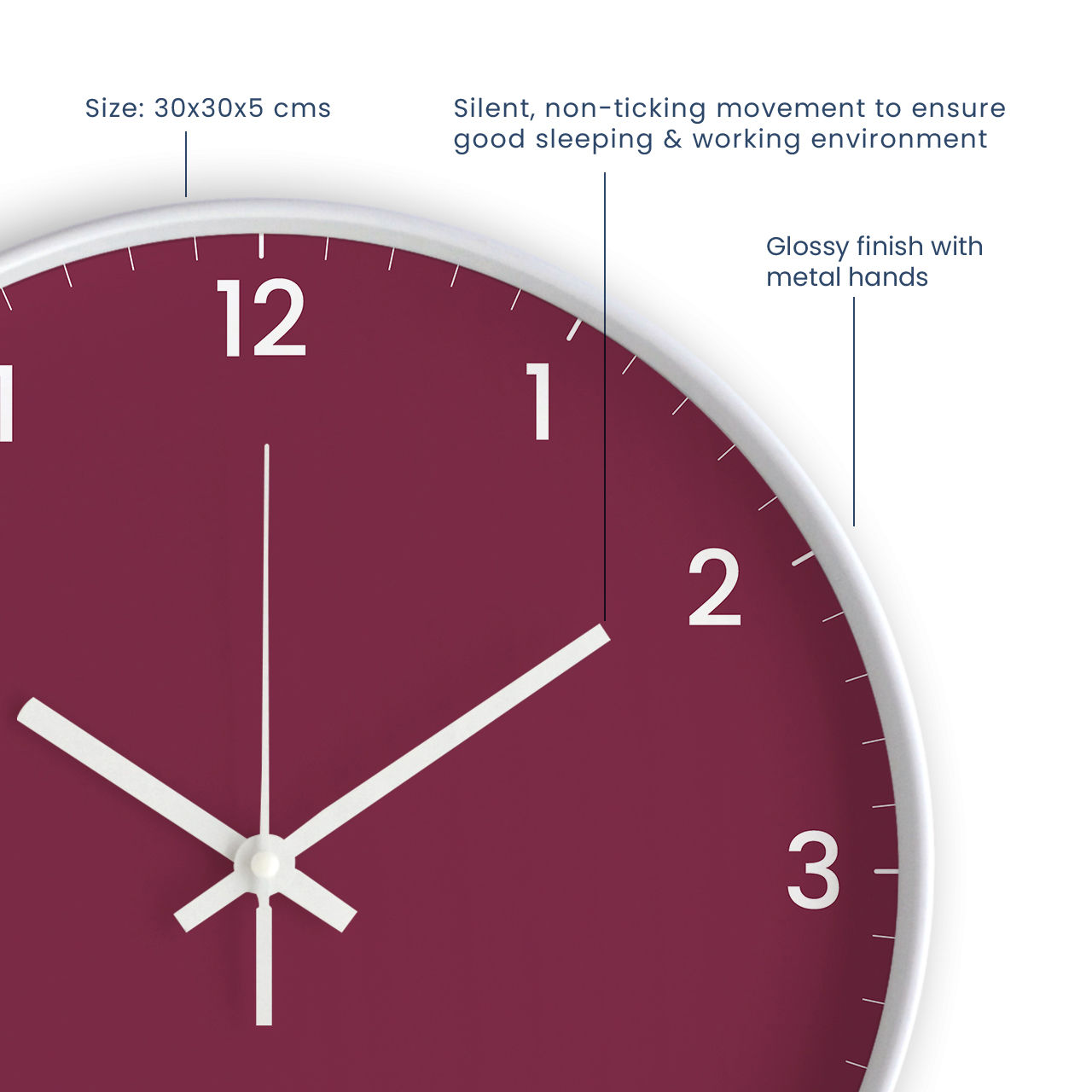 Maroon Designer Wall Clocks | Zoomin