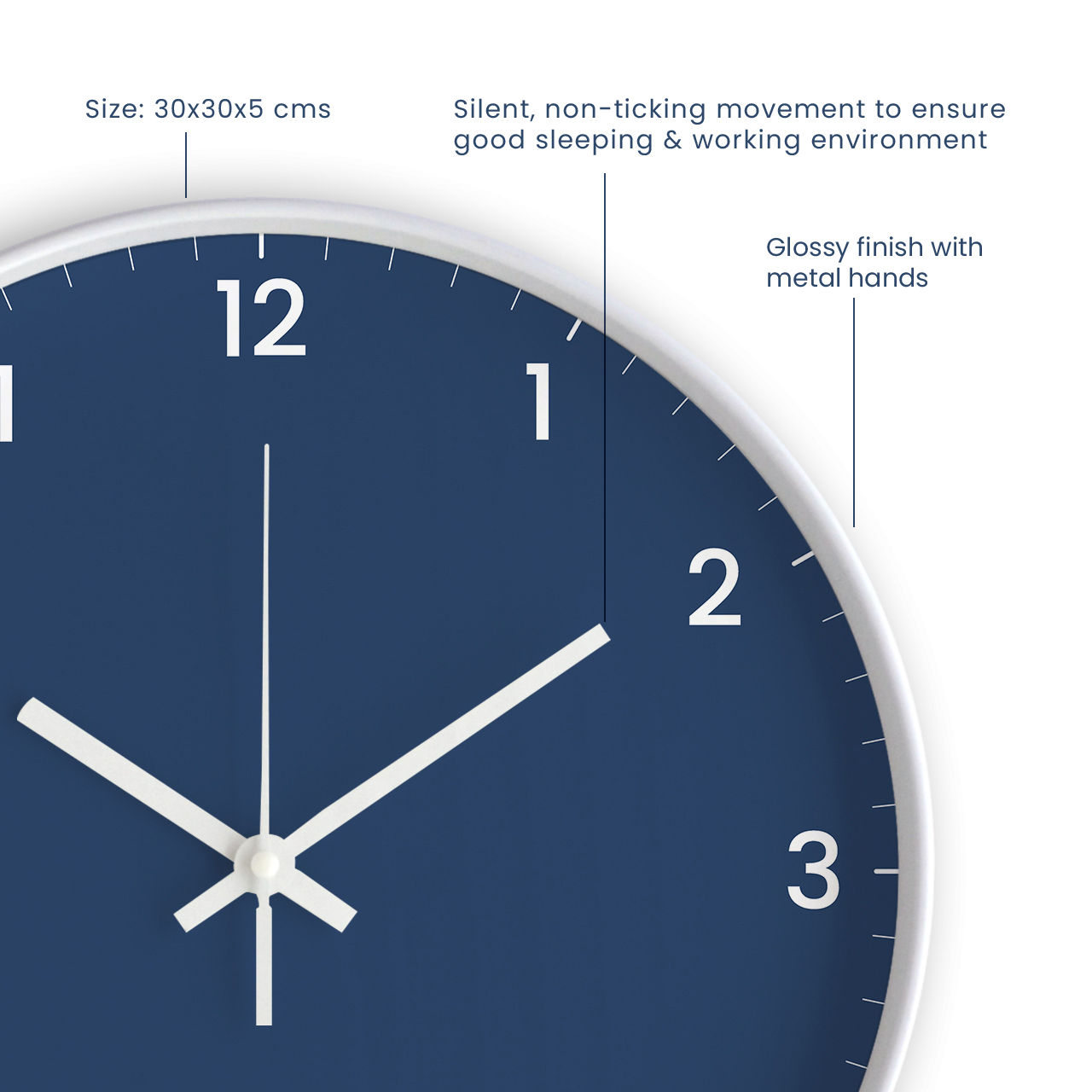 Navy Blue - White Designer Wall Clocks