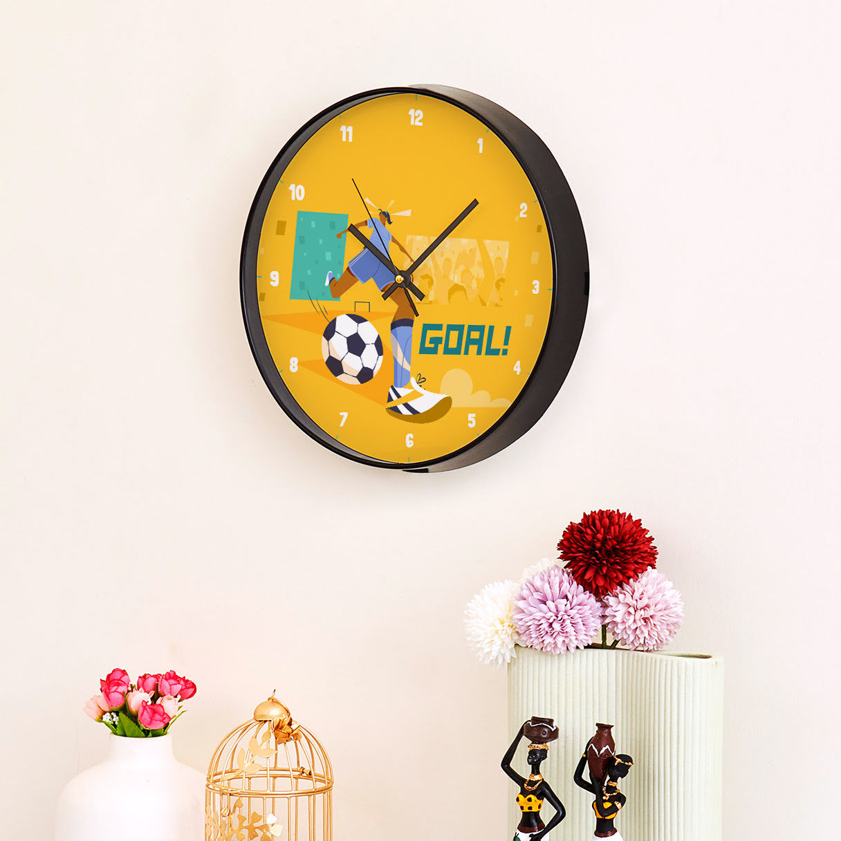Football Goals Girl Children's Wall Clock | Zoomin