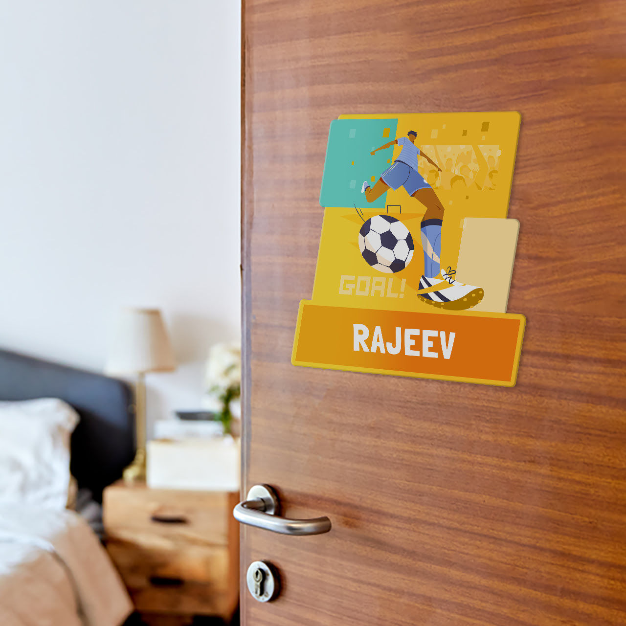 Football Goals Boy Custom Name Board | Zoomin