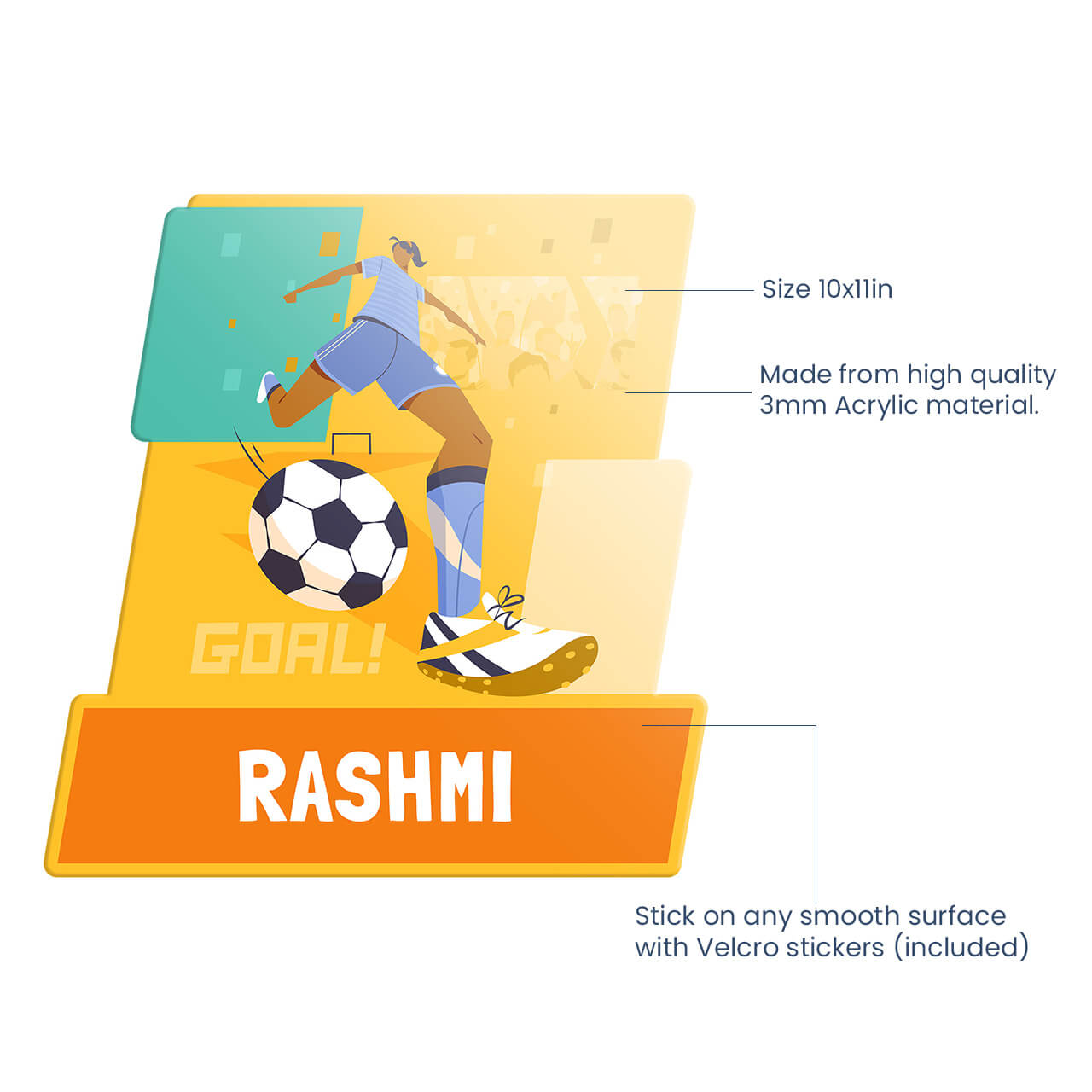Football Goals Girl Custom Name Board | Zoomin