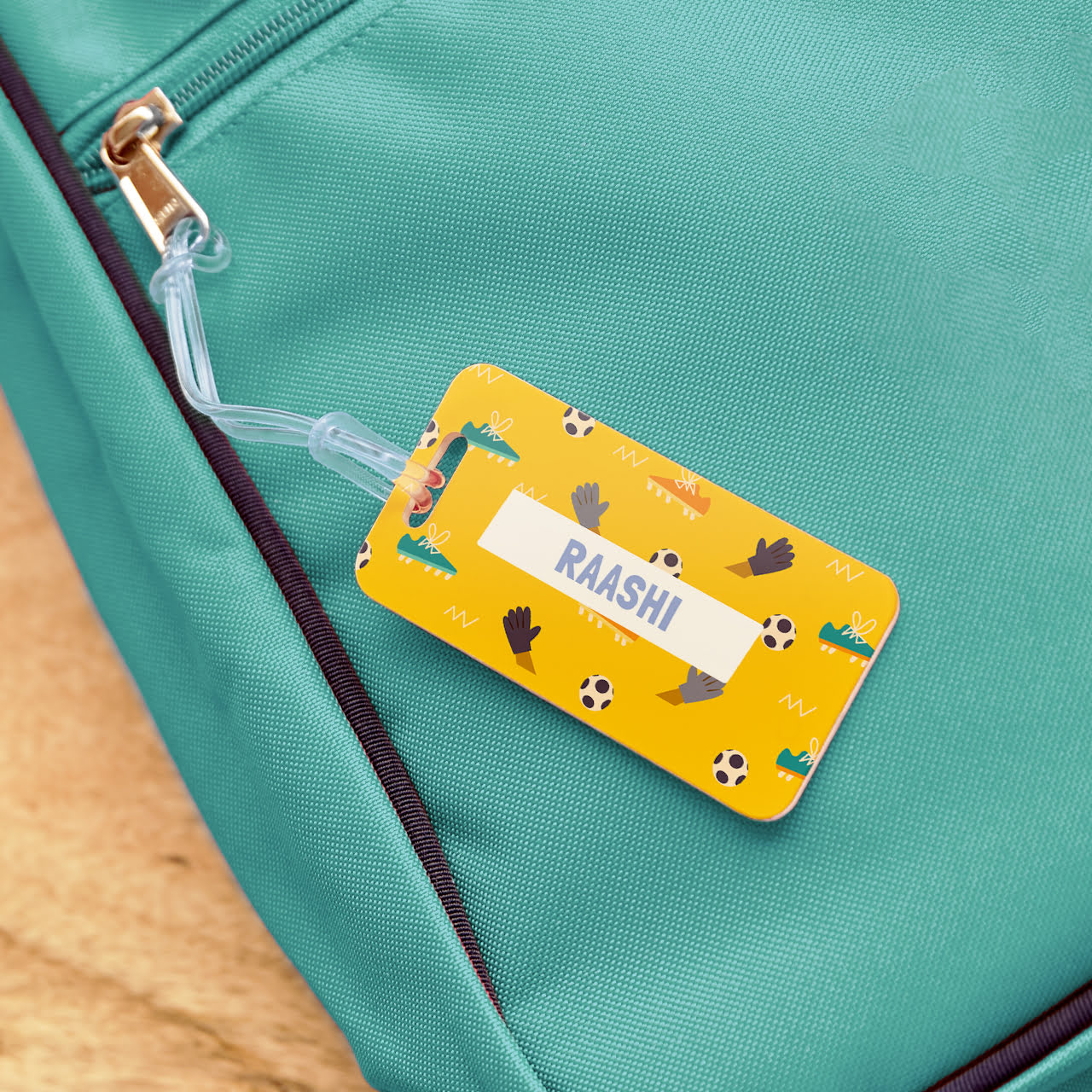 Football Goals Girl Custom Name Tag | Zoomin