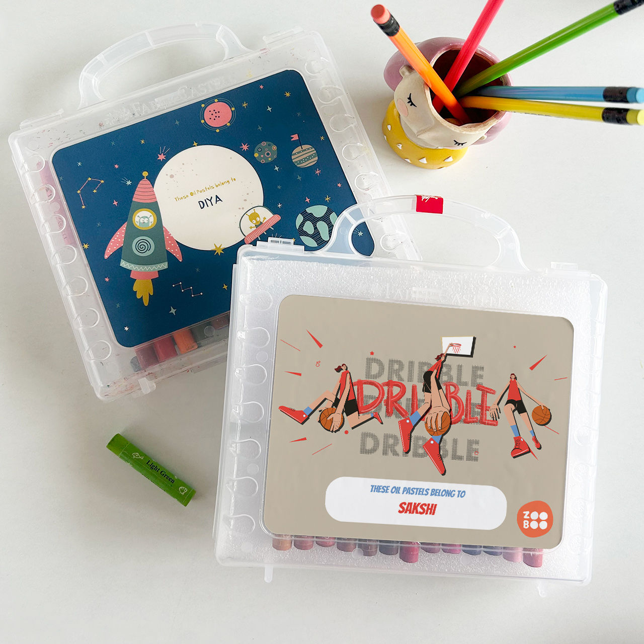 Basketball Fever Girl Personalized Crayon Box | Zoomin