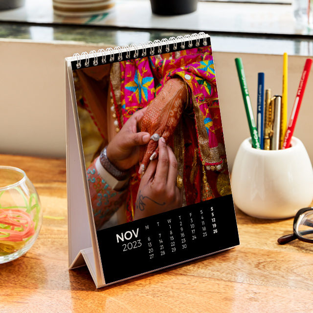 Classic Black Mini Desktop Calendar | Zoomin