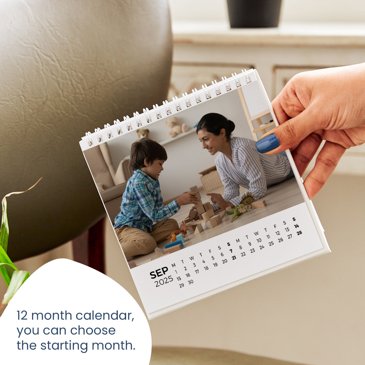 Classic White Custom Desktop Calendar (6x6) | Zoomin