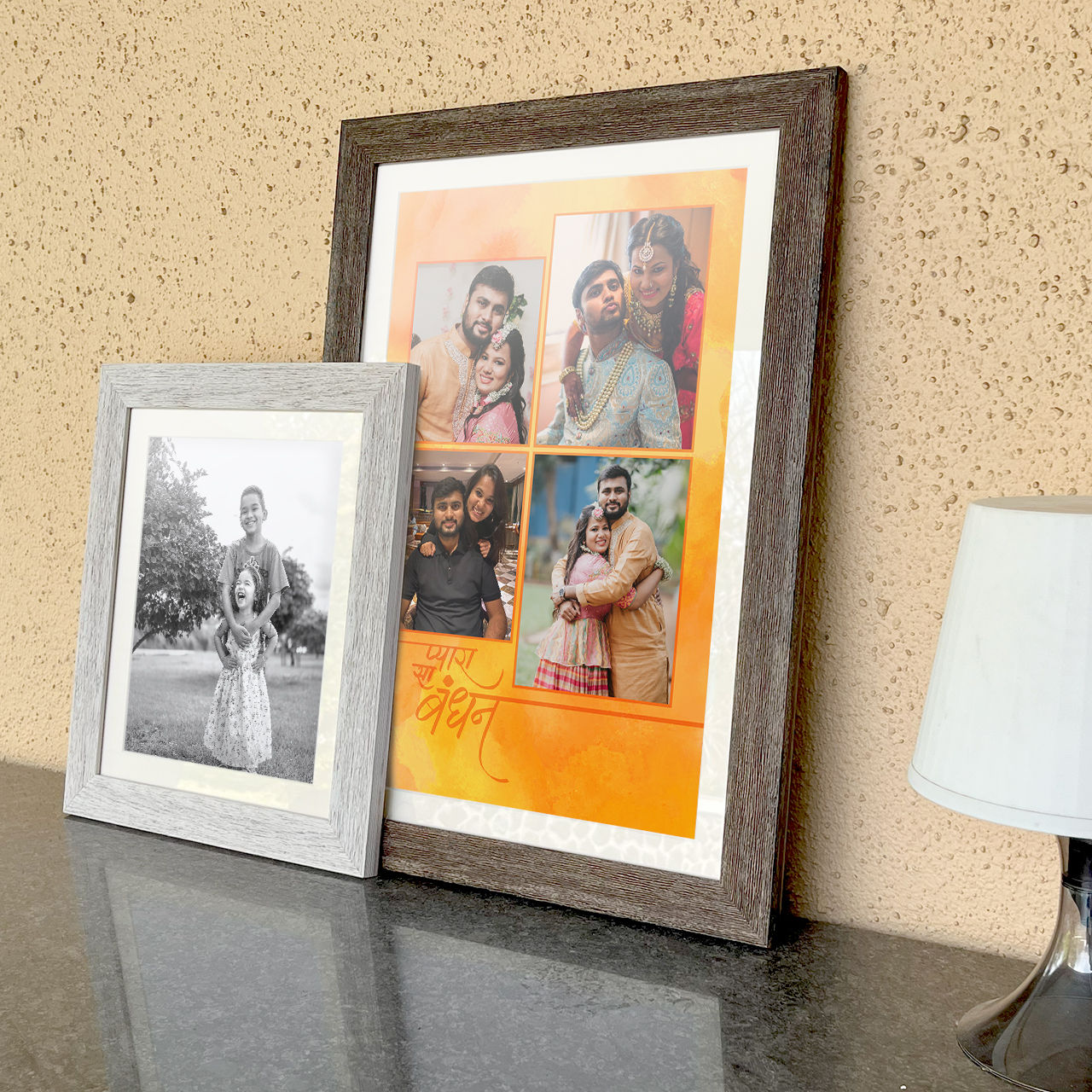 Sibling Bond Premium Natural Grooves Photo Frame | Zoomin