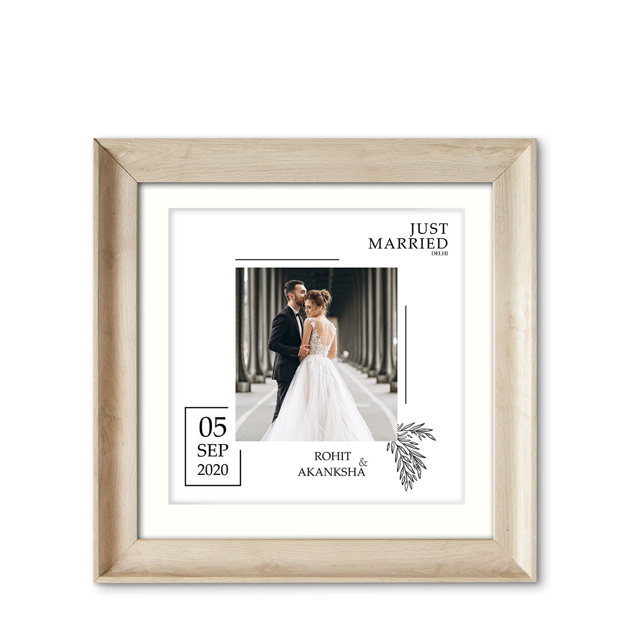 Just Married Natural Wood Frames | Zoomin