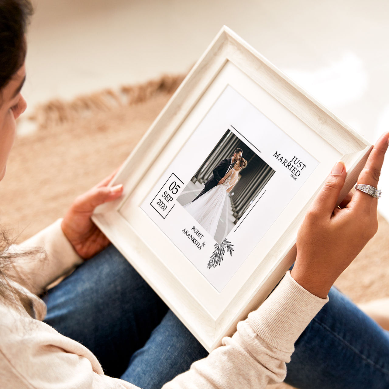 Just Married Natural Wood Frames | Zoomin